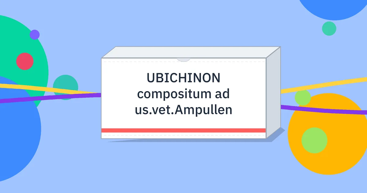 Symbolbild: Packung mit der Aufschrift UBICHINON compositum ad us.vet.Ampullen (PZN 15300392) – Verfügbarkeit und Bezug in Apotheken in Frankfurt am Main