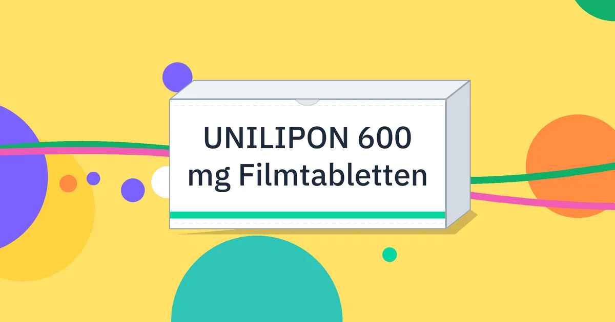 Symbolbild: Packung mit der Aufschrift UNILIPON 600 mg Filmtabletten (PZN 04643947) – Verfügbarkeit und Bezug in Apotheken in Frankfurt am Main