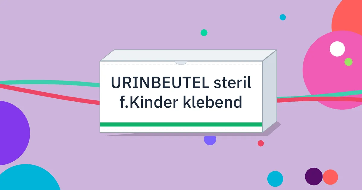 Symbolbild: Packung mit der Aufschrift URINBEUTEL steril f.Kinder klebend (PZN 15590378) – Verfügbarkeit und Bezug in Apotheken in Frankfurt am Main