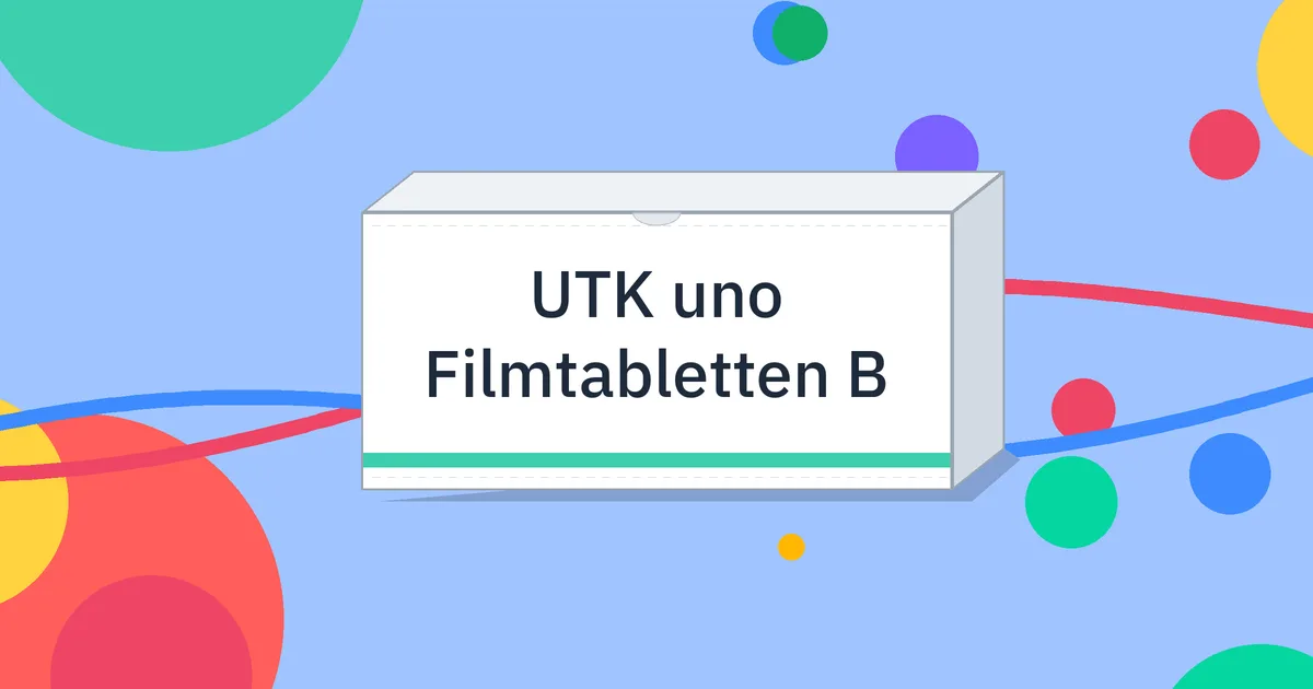 Symbolbild: Packung mit der Aufschrift UTK uno Filmtabletten B (PZN 01331414) – Verfügbarkeit und Bezug in Apotheken in Frankfurt am Main