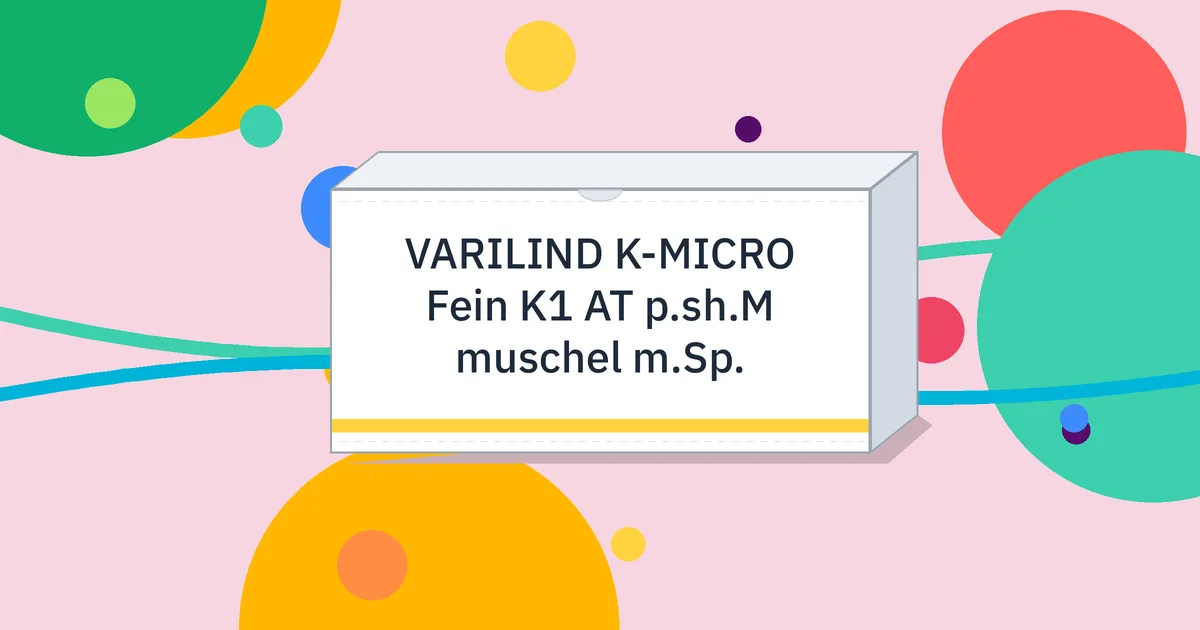 Symbolbild: Packung mit der Aufschrift VARILIND K-MICRO Fein K1 AT p.sh.M muschel m.Sp. (PZN 20552842) – Verfügbarkeit und Bezug in Apotheken in Frankfurt am Main