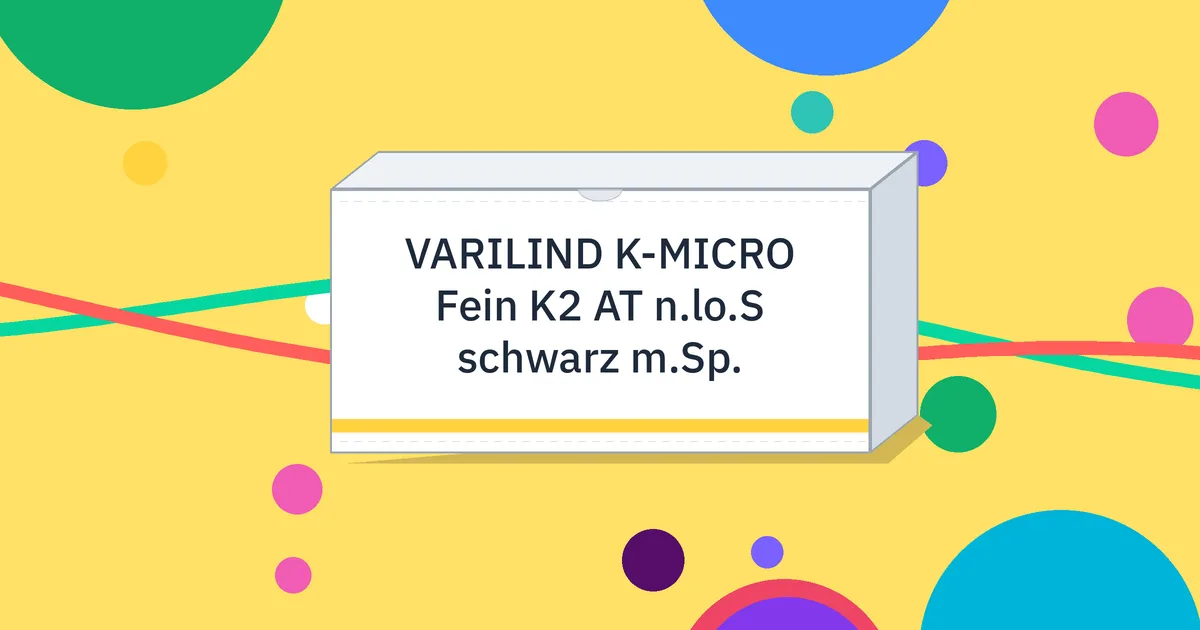 Symbolbild: Packung mit der Aufschrift VARILIND K-MICRO Fein K2 AT n.lo.S schwarz m.Sp. (PZN 20553706) – Verfügbarkeit und Bezug in Apotheken in Frankfurt am Main