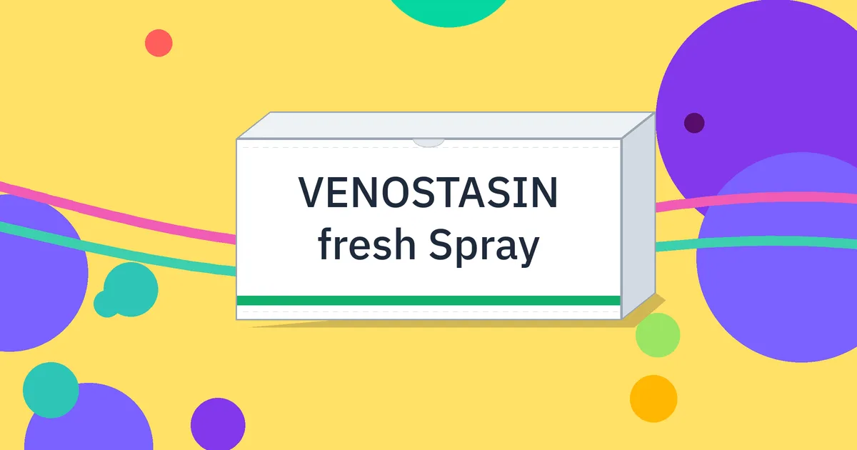 Symbolbild: Packung mit der Aufschrift VENOSTASIN fresh Spray (PZN 15571903) – Verfügbarkeit und Bezug in Apotheken in Frankfurt am Main