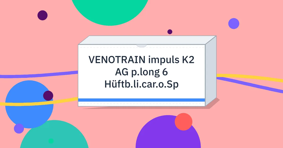 Symbolbild: Packung mit der Aufschrift VENOTRAIN impuls K2 AG p.long 6 Hüftb.li.car.o.Sp (PZN 08424461) – Verfügbarkeit und Bezug in Apotheken in Frankfurt am Main