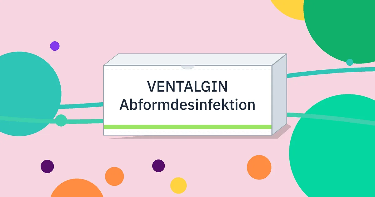 Symbolbild: Packung mit der Aufschrift VENTALGIN Abformdesinfektion (PZN 06920960) – Verfügbarkeit und Bezug in Apotheken in Frankfurt am Main