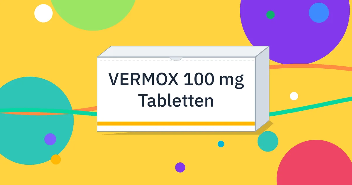 Symbolbild: Packung mit der Aufschrift VERMOX 100 mg Tabletten (PZN 18440722) – Verfügbarkeit und Bezug in Apotheken in Frankfurt am Main