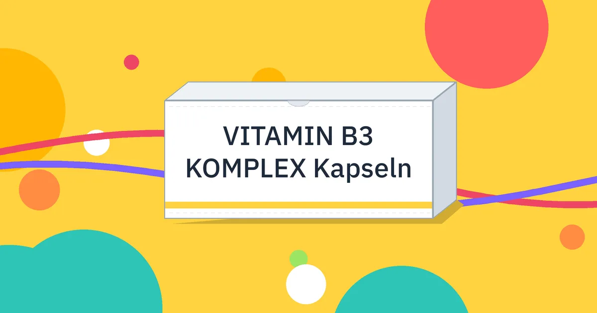 Symbolbild: Packung mit der Aufschrift VITAMIN B3 KOMPLEX Kapseln (PZN 10996383) – Verfügbarkeit und Bezug in Apotheken in Frankfurt am Main