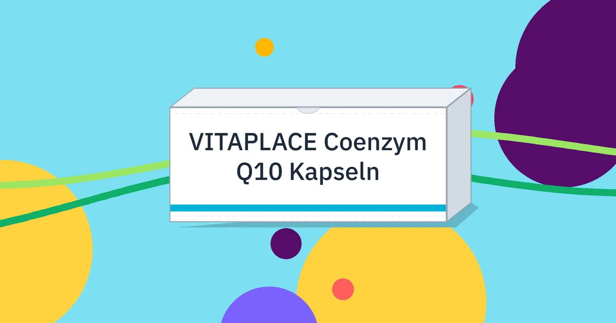 Symbolbild: Packung mit der Aufschrift VITAPLACE Coenzym Q10 Kapseln (PZN 18440024) – Verfügbarkeit und Bezug in Apotheken in Frankfurt am Main