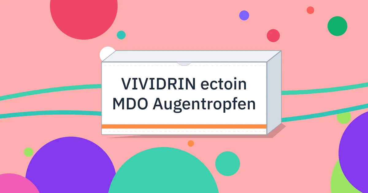 Symbolbild: Packung mit der Aufschrift VIVIDRIN ectoin MDO Augentropfen (PZN 11331444) – Verfügbarkeit und Bezug in Apotheken in Frankfurt am Main