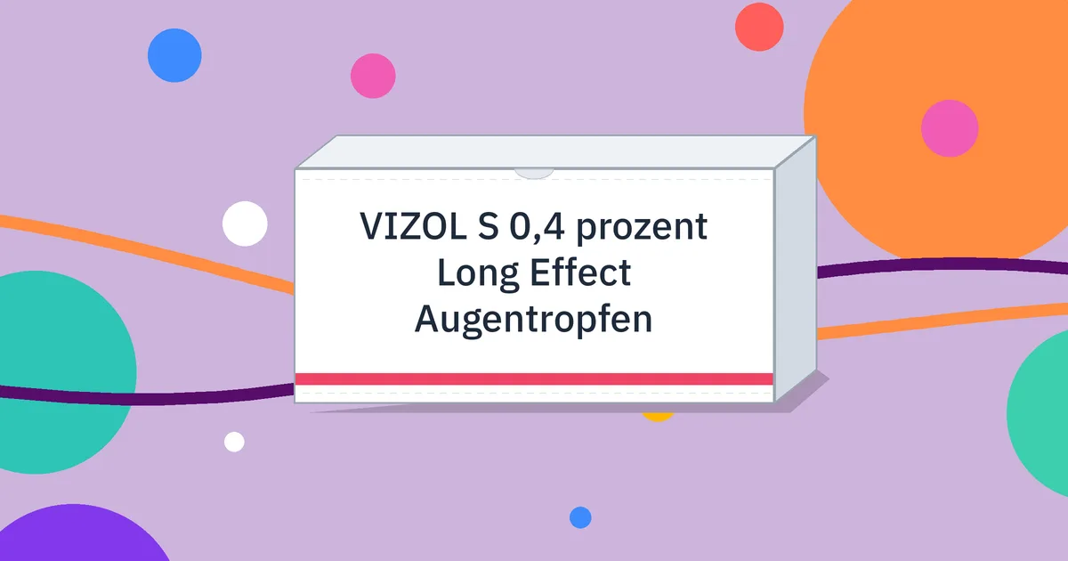Symbolbild: Packung mit der Aufschrift VIZOL S 0,4 prozent Long Effect Augentropfen (PZN 19169629) – Verfügbarkeit und Bezug in Apotheken in Frankfurt am Main