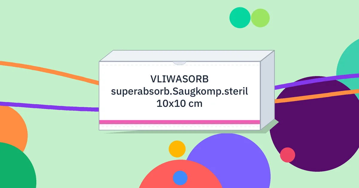 Symbolbild: Packung mit der Aufschrift VLIWASORB superabsorb.Saugkomp.steril 10x10 cm (PZN 17834241) – Verfügbarkeit und Bezug in Apotheken in Frankfurt am Main