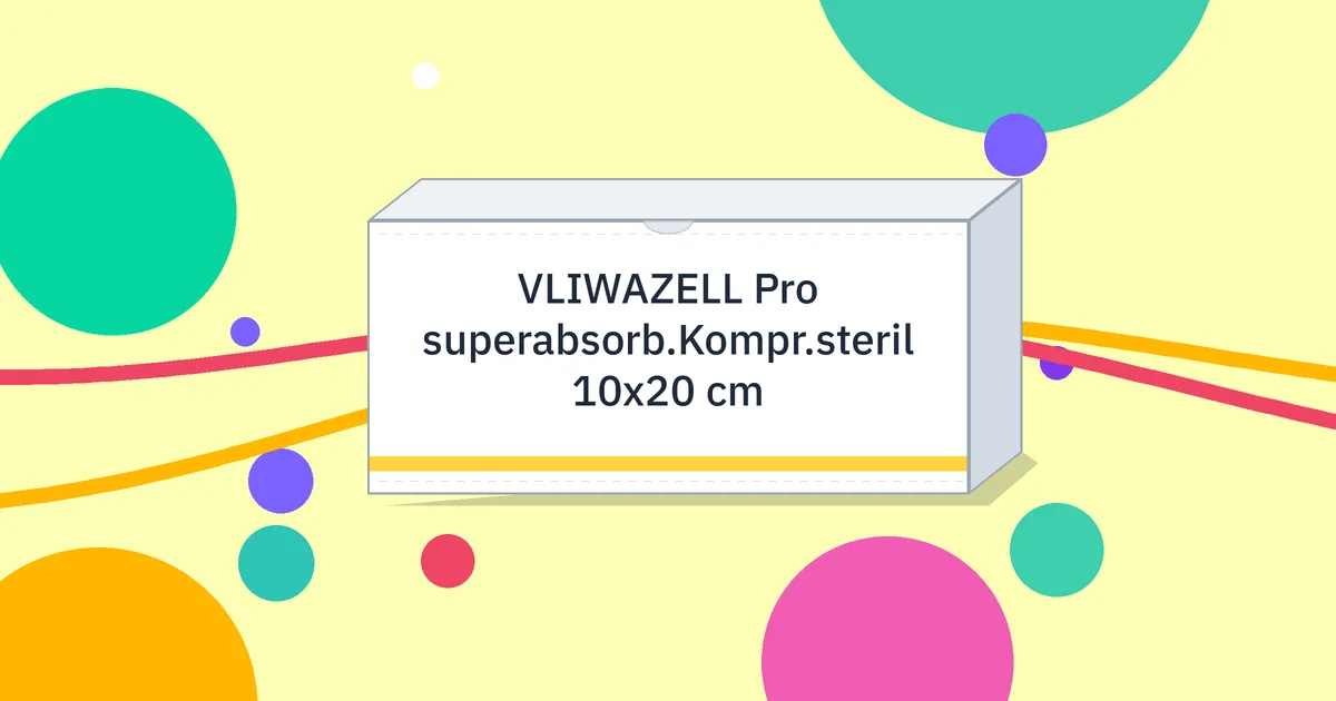 Symbolbild: Packung mit der Aufschrift VLIWAZELL Pro superabsorb.Kompr.steril 10x20 cm (PZN 20611697) – Verfügbarkeit und Bezug in Apotheken in Frankfurt am Main