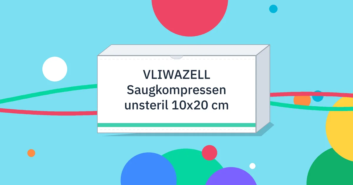Symbolbild: Packung mit der Aufschrift VLIWAZELL Saugkompressen unsteril 10x20 cm (PZN 20580146) – Verfügbarkeit und Bezug in Apotheken in Frankfurt am Main