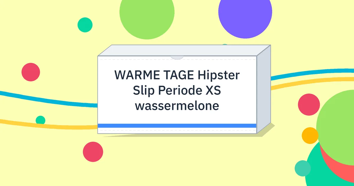 Symbolbild: Packung mit der Aufschrift WARME TAGE Hipster Slip Periode XS wassermelone (PZN 16129003) – Verfügbarkeit und Bezug in Apotheken in Frankfurt am Main