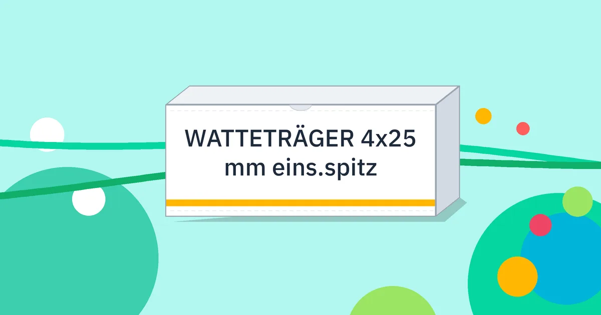 Symbolbild: Packung mit der Aufschrift WATTETRÄGER 4x25 mm eins.spitz (PZN 02446674) – Verfügbarkeit und Bezug in Apotheken in Frankfurt am Main