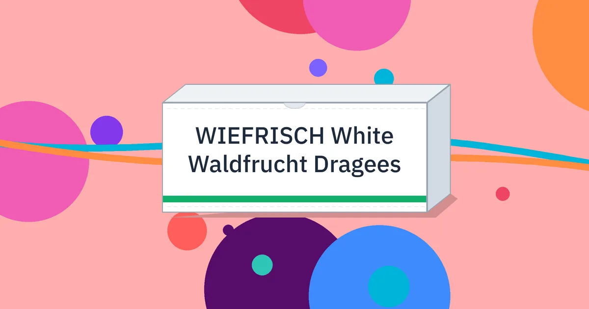 Symbolbild: Packung mit der Aufschrift WIEFRISCH White Waldfrucht Dragees (PZN 05703232) – Verfügbarkeit und Bezug in Apotheken in Frankfurt am Main