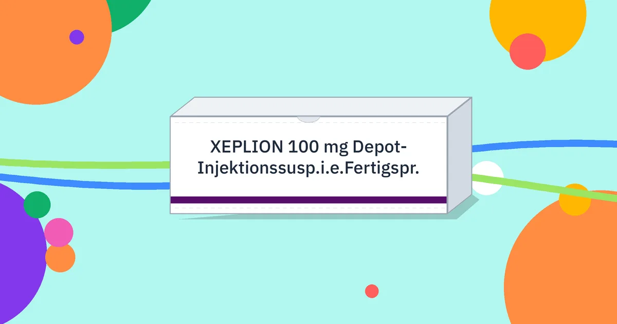 Symbolbild: Packung mit der Aufschrift XEPLION 100 mg Depot-Injektionssusp.i.e.Fertigspr. (PZN 09744050) – Verfügbarkeit und Bezug in Apotheken in Frankfurt am Main