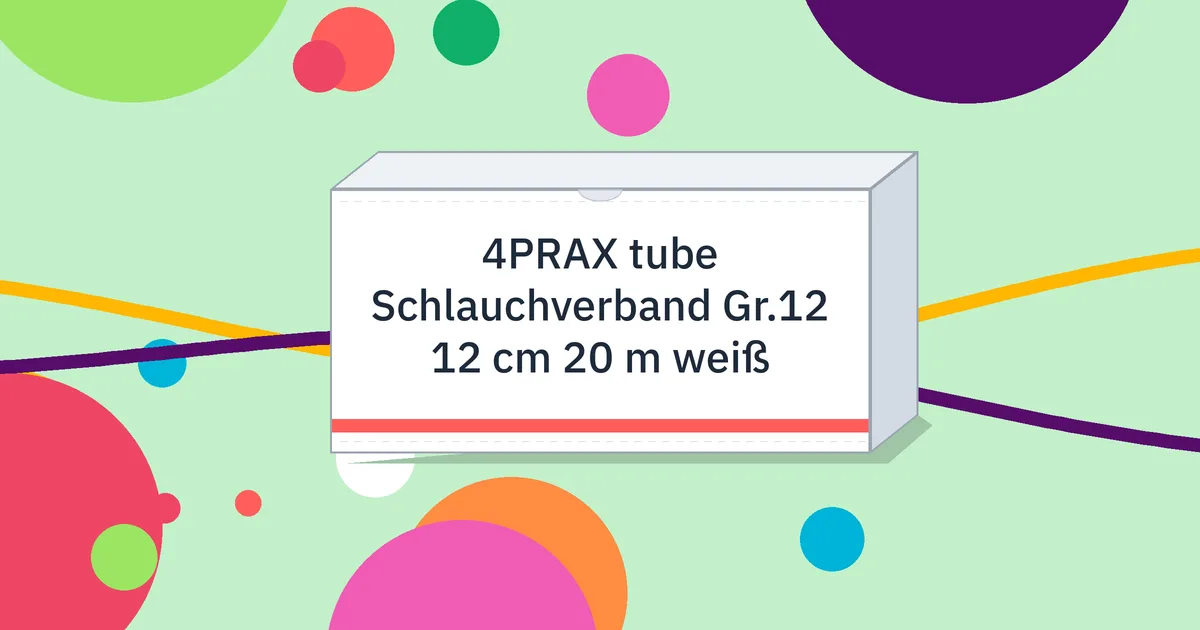 Symbolbild: Packung mit der Aufschrift 4PRAX tube Schlauchverband Gr.12 12 cm 20 m weiß (PZN 20230802) – Verfügbarkeit und Bezug in Apotheken in Frankfurt am Main
