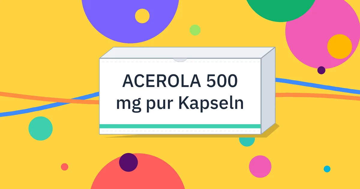 Symbolbild: Packung mit der Aufschrift ACEROLA 500 mg pur Kapseln (PZN 11639998) – Verfügbarkeit und Bezug in Apotheken in Frankfurt am Main
