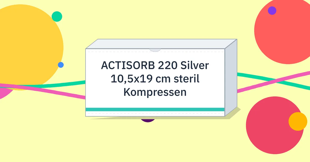 Symbolbild: Packung mit der Aufschrift ACTISORB 220 Silver 10,5x19 cm steril Kompressen (PZN 03485469) – Verfügbarkeit und Bezug in Apotheken in Frankfurt am Main