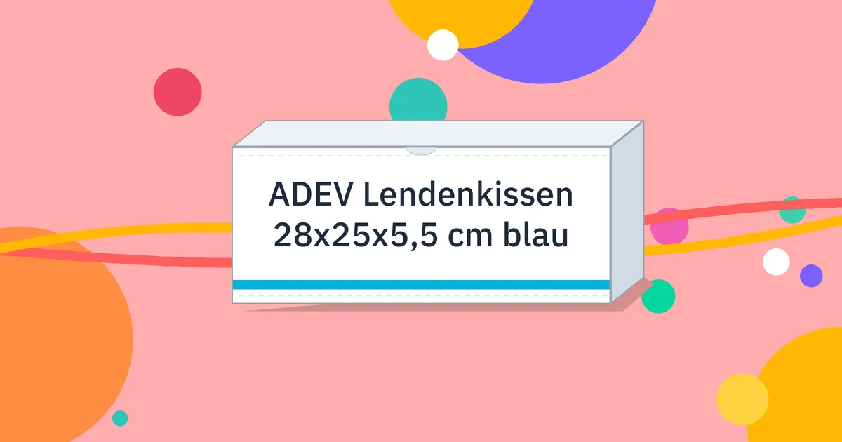 Symbolbild: Packung mit der Aufschrift ADEV Lendenkissen 28x25x5,5 cm blau (PZN 03756514) – Verfügbarkeit und Bezug in Apotheken in Frankfurt am Main