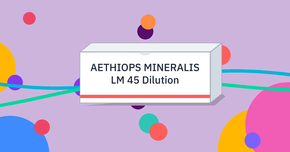 Symbolbild: Packung mit der Aufschrift AETHIOPS MINERALIS LM 45 Dilution (PZN 13302470) – Verfügbarkeit und Bezug in Apotheken in Frankfurt am Main