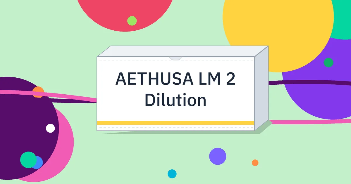 Symbolbild: Packung mit der Aufschrift AETHUSA LM 2 Dilution (PZN 12755703) – Verfügbarkeit und Bezug in Apotheken in Frankfurt am Main