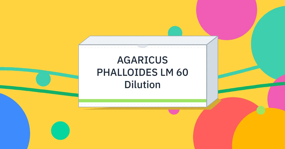 Symbolbild: Packung mit der Aufschrift AGARICUS PHALLOIDES LM 60 Dilution (PZN 13304724) – Verfügbarkeit und Bezug in Apotheken in Frankfurt am Main