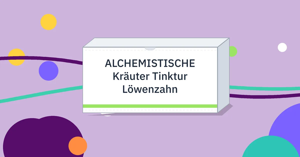 Symbolbild: Packung mit der Aufschrift ALCHEMISTISCHE Kräuter Tinktur Löwenzahn (PZN 17418703) – Verfügbarkeit und Bezug in Apotheken in Frankfurt am Main