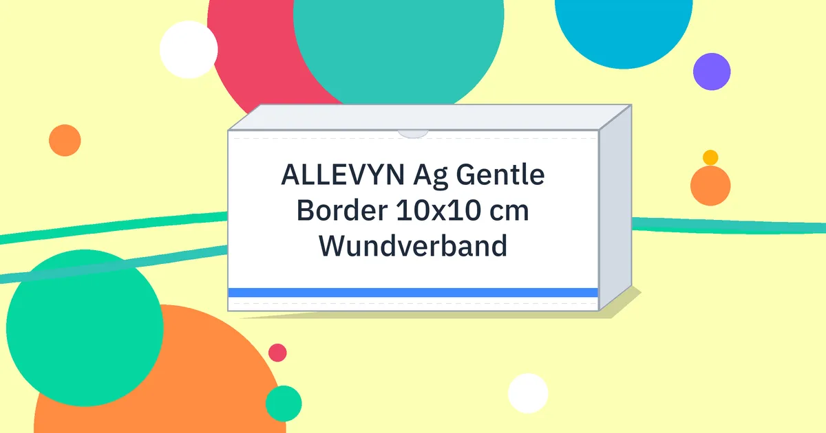 Symbolbild: Packung mit der Aufschrift ALLEVYN Ag Gentle Border 10x10 cm Wundverband (PZN 17413918) – Verfügbarkeit und Bezug in Apotheken in Frankfurt am Main
