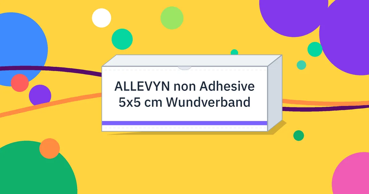 Symbolbild: Packung mit der Aufschrift ALLEVYN non Adhesive 5x5 cm Wundverband (PZN 17843599) – Verfügbarkeit und Bezug in Apotheken in Frankfurt am Main