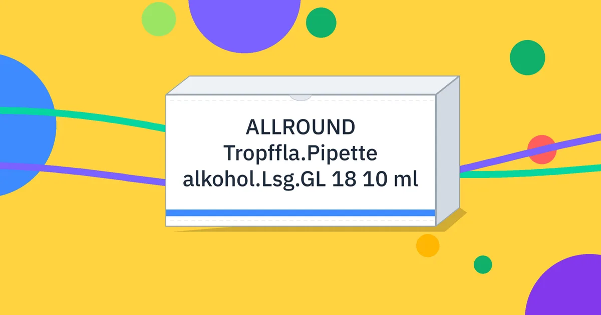 Symbolbild: Packung mit der Aufschrift ALLROUND Tropffla.Pipette alkohol.Lsg.GL 18 10 ml (PZN 18014830) – Verfügbarkeit und Bezug in Apotheken in Frankfurt am Main
