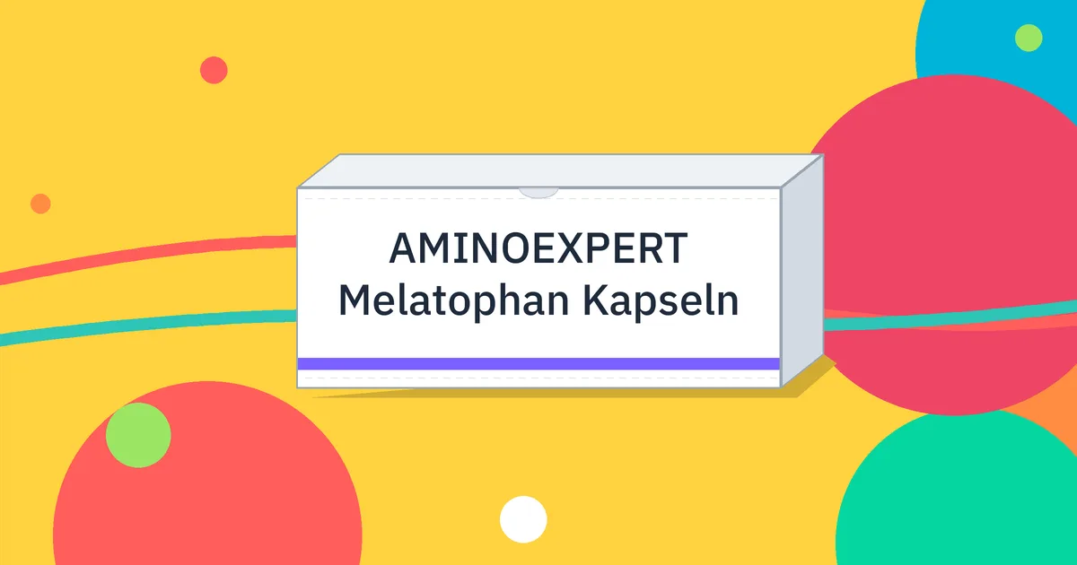 Symbolbild: Packung mit der Aufschrift AMINOEXPERT Melatophan Kapseln (PZN 19708641) – Verfügbarkeit und Bezug in Apotheken in Frankfurt am Main