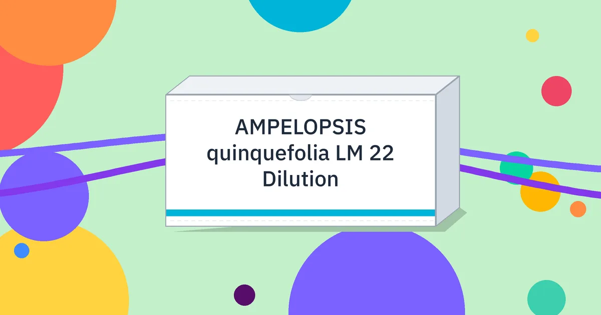 Symbolbild: Packung mit der Aufschrift AMPELOPSIS quinquefolia LM 22 Dilution (PZN 13325235) – Verfügbarkeit und Bezug in Apotheken in Frankfurt am Main