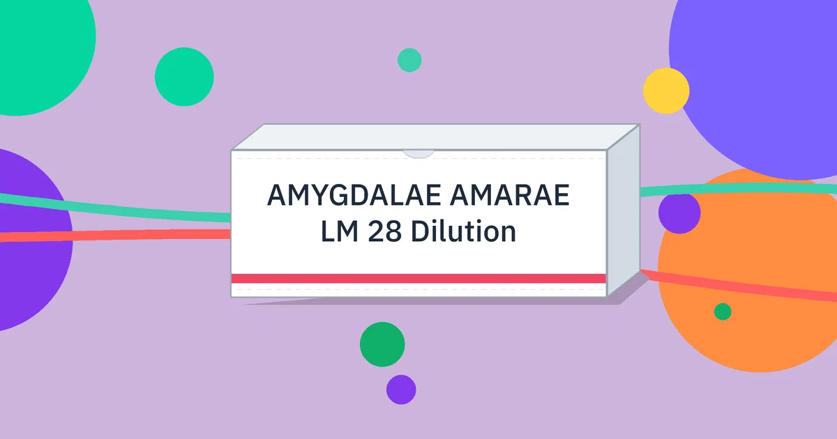Symbolbild: Packung mit der Aufschrift AMYGDALAE AMARAE LM 28 Dilution (PZN 13325778) – Verfügbarkeit und Bezug in Apotheken in Frankfurt am Main