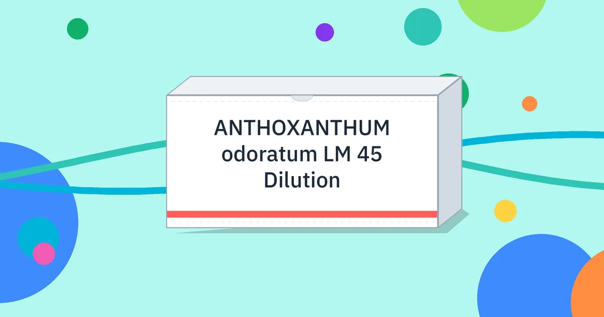 Symbolbild: Packung mit der Aufschrift ANTHOXANTHUM odoratum LM 45 Dilution (PZN 13370081) – Verfügbarkeit und Bezug in Apotheken in Frankfurt am Main