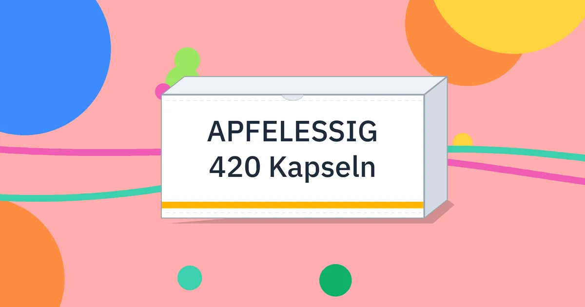 Symbolbild: Packung mit der Aufschrift APFELESSIG 420 Kapseln (PZN 00561431) – Verfügbarkeit und Bezug in Apotheken in Frankfurt am Main