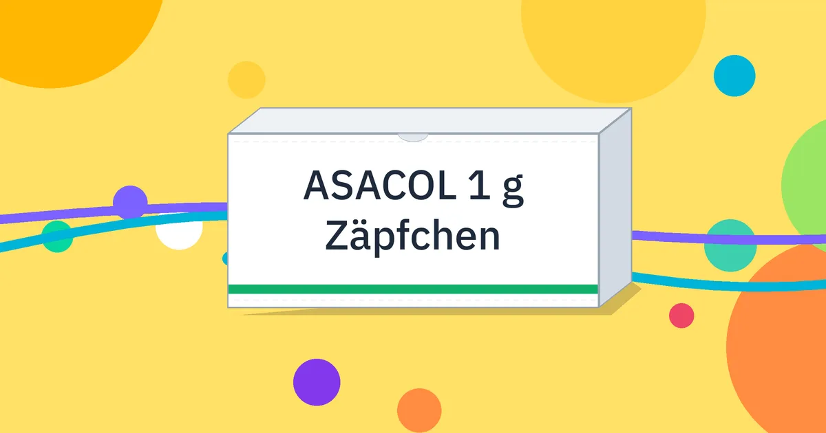 Symbolbild: Packung mit der Aufschrift ASACOL 1 g Zäpfchen (PZN 17259021) – Verfügbarkeit und Bezug in Apotheken in Frankfurt am Main