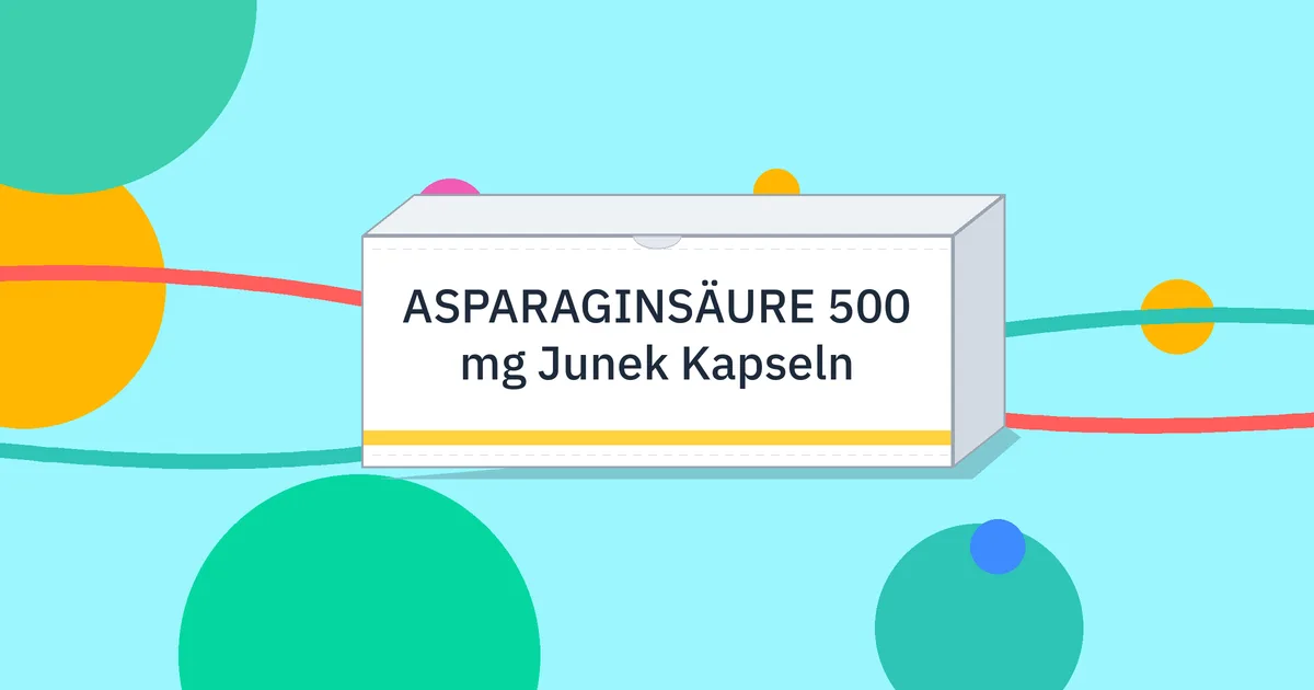 Symbolbild: Packung mit der Aufschrift ASPARAGINSÄURE 500 mg Junek Kapseln (PZN 00132285) – Verfügbarkeit und Bezug in Apotheken in Frankfurt am Main