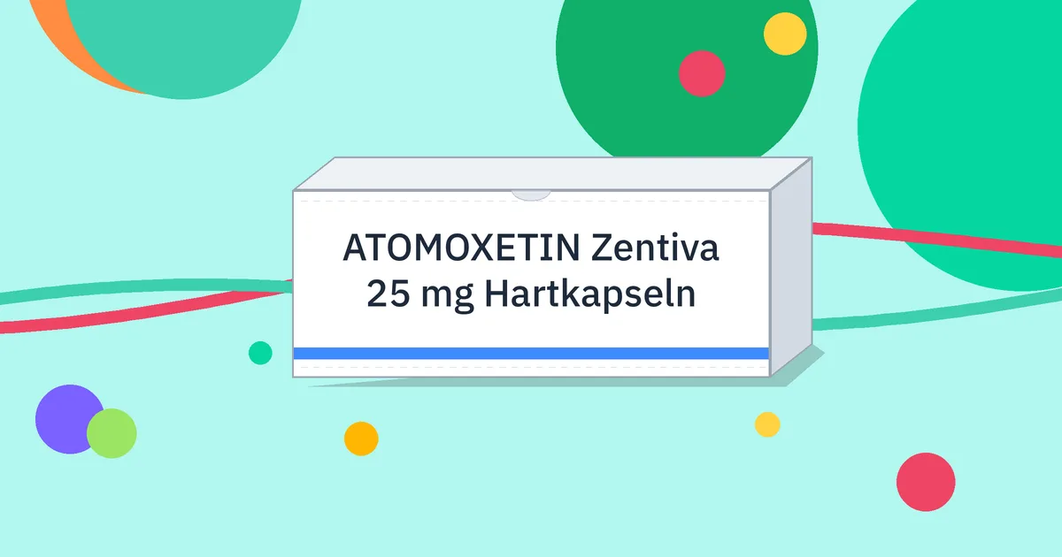 Symbolbild: Packung mit der Aufschrift ATOMOXETIN Zentiva 25 mg Hartkapseln (PZN 14313458) – Verfügbarkeit und Bezug in Apotheken in Frankfurt am Main