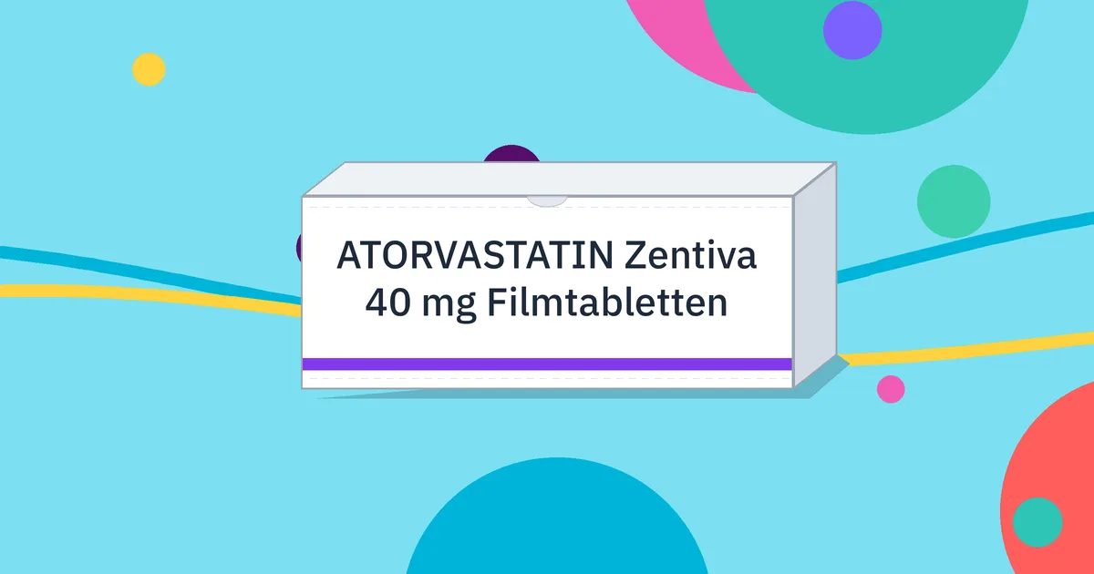 Symbolbild: Packung mit der Aufschrift ATORVASTATIN Zentiva 40 mg Filmtabletten (PZN 15784467) – Verfügbarkeit und Bezug in Apotheken in Frankfurt am Main