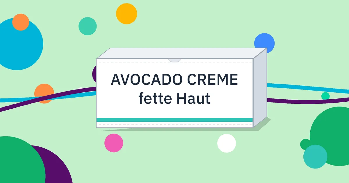 Symbolbild: Packung mit der Aufschrift AVOCADO CREME fette Haut (PZN 02419938) – Verfügbarkeit und Bezug in Apotheken in Frankfurt am Main