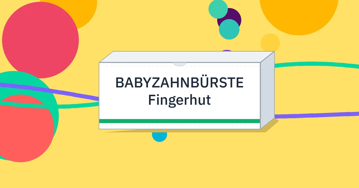 Symbolbild: Packung mit der Aufschrift BABYZAHNBÜRSTE Fingerhut (PZN 00929084) – Verfügbarkeit und Bezug in Apotheken in Frankfurt am Main