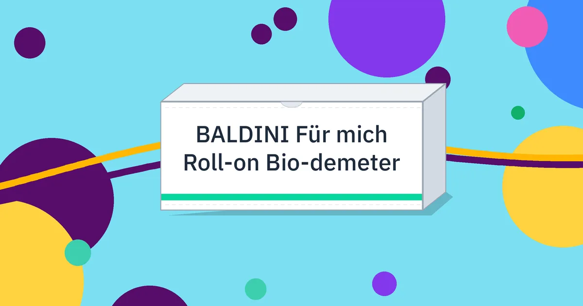 Symbolbild: Packung mit der Aufschrift BALDINI Für mich Roll-on Bio-demeter (PZN 17968786) – Verfügbarkeit und Bezug in Apotheken in Frankfurt am Main