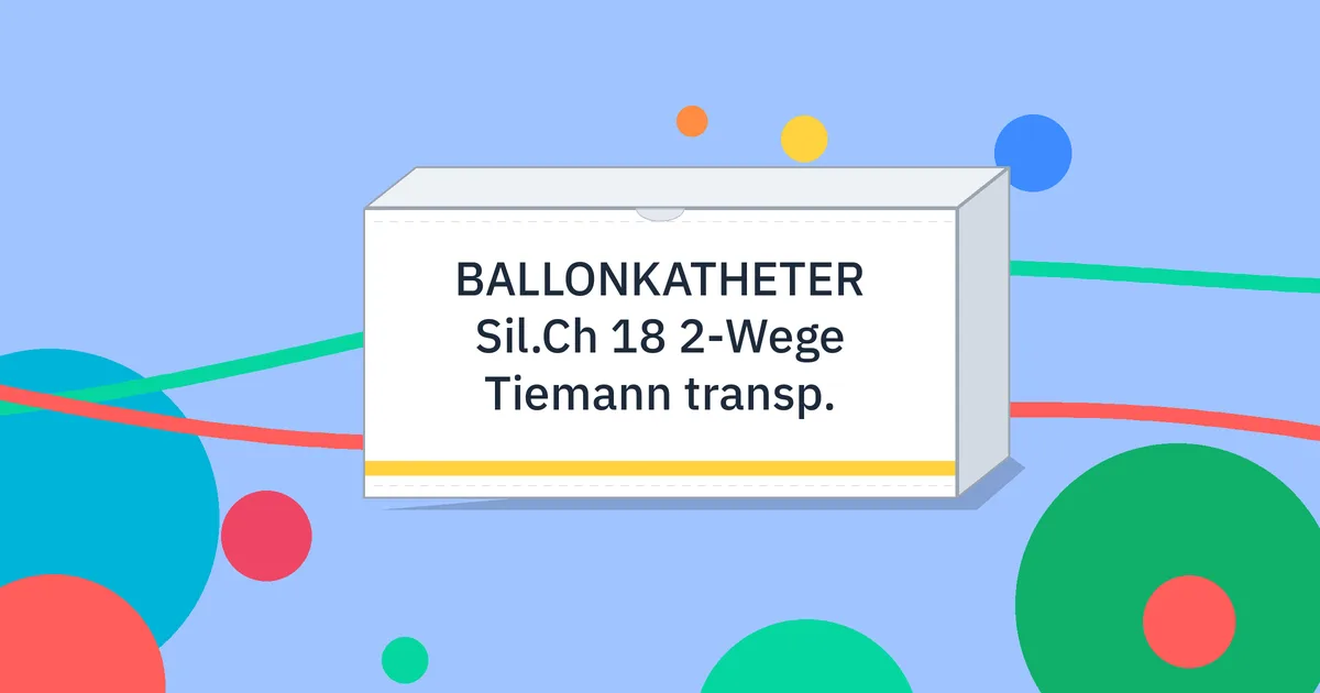 Symbolbild: Packung mit der Aufschrift BALLONKATHETER Sil.Ch 18 2-Wege Tiemann transp. (PZN 14350809) – Verfügbarkeit und Bezug in Apotheken in Frankfurt am Main