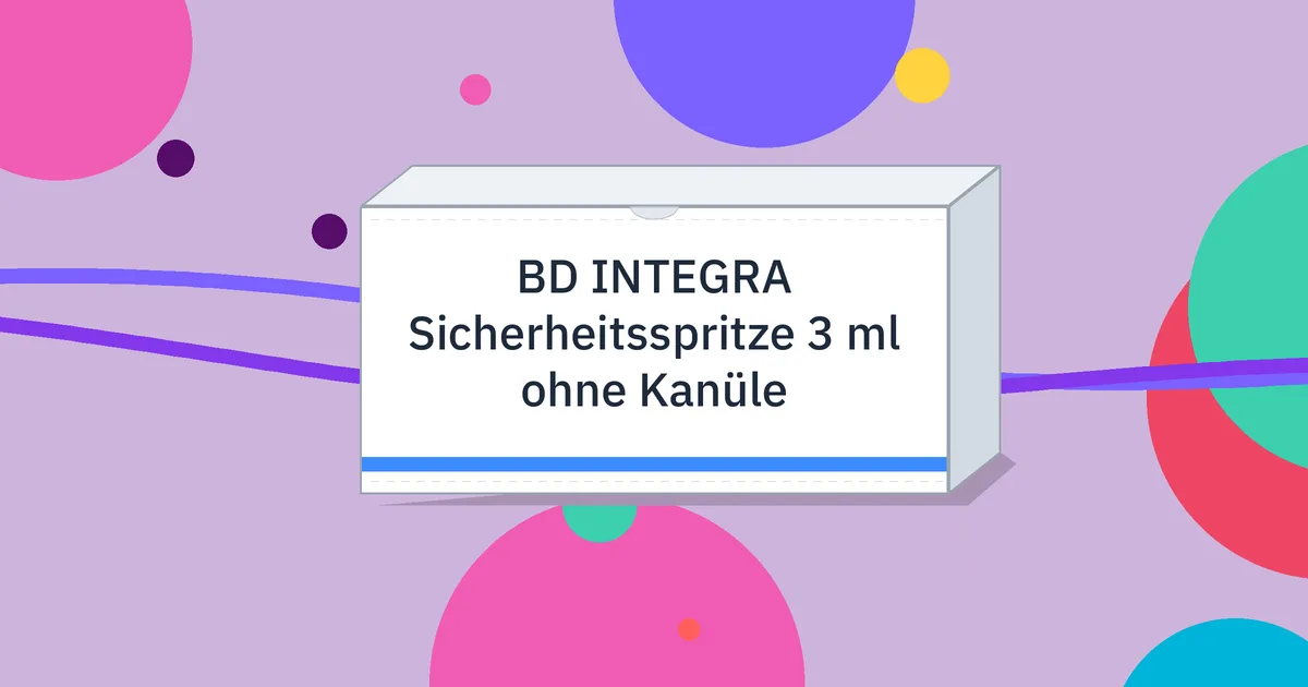 Symbolbild: Packung mit der Aufschrift BD INTEGRA Sicherheitsspritze 3 ml ohne Kanüle (PZN 02504584) – Verfügbarkeit und Bezug in Apotheken in Frankfurt am Main