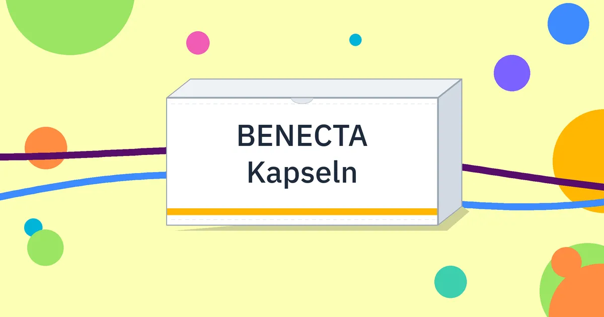 Symbolbild: Packung mit der Aufschrift BENECTA Kapseln (PZN 16168635) – Verfügbarkeit und Bezug in Apotheken in Frankfurt am Main
