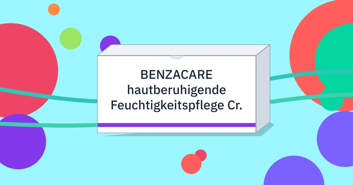 Symbolbild: Packung mit der Aufschrift BENZACARE hautberuhigende Feuchtigkeitspflege Cr. (PZN 10785060) – Verfügbarkeit und Bezug in Apotheken in Frankfurt am Main