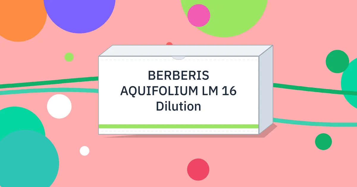 Symbolbild: Packung mit der Aufschrift BERBERIS AQUIFOLIUM LM 16 Dilution (PZN 13383296) – Verfügbarkeit und Bezug in Apotheken in Frankfurt am Main