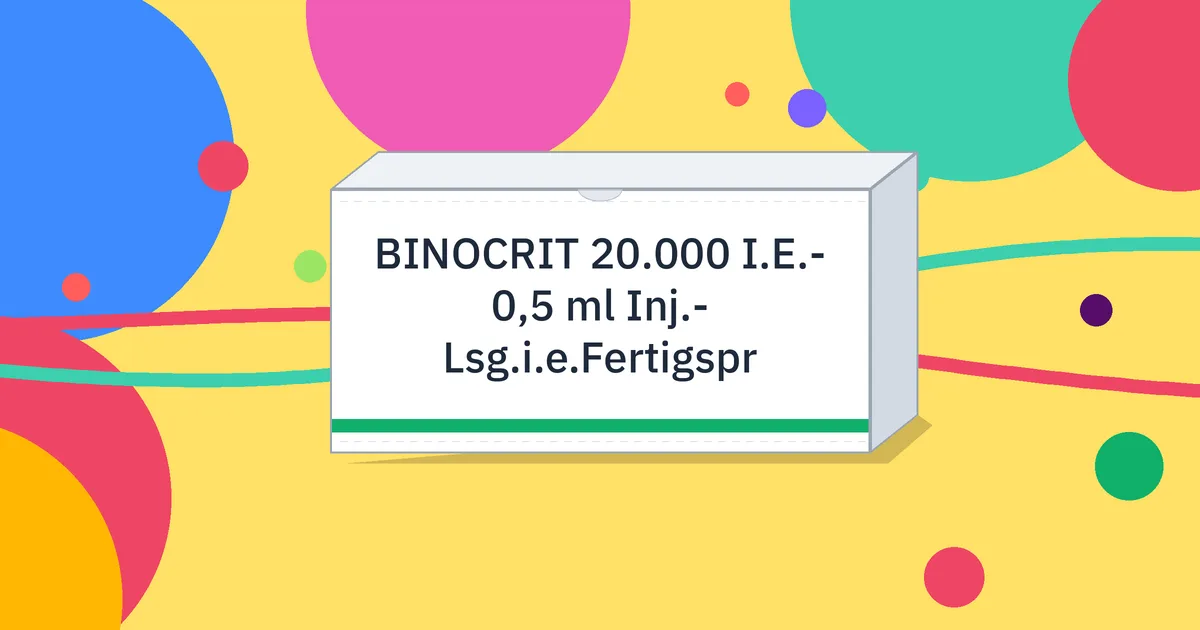 Symbolbild: Packung mit der Aufschrift BINOCRIT 20.000 I.E.-0,5 ml Inj.-Lsg.i.e.Fertigspr (PZN 19953027) – Verfügbarkeit und Bezug in Apotheken in Frankfurt am Main